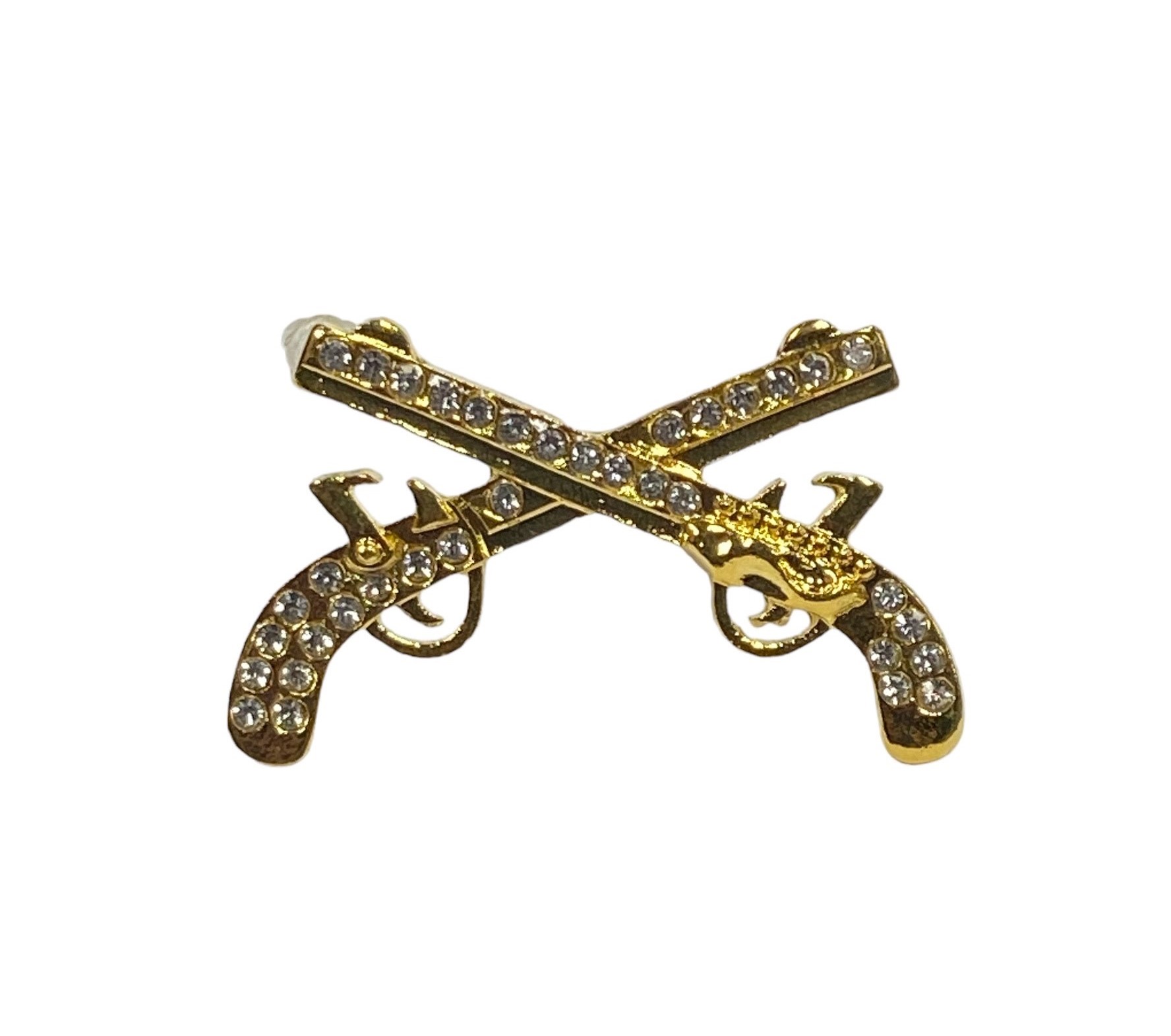 Crossed Pistols Pin - Gold w/ White Rhinestones - Military Police ...