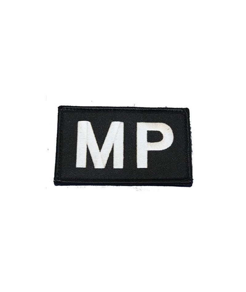Black "MP" Hook and Loop Patch - Black/ White - Military Police ...